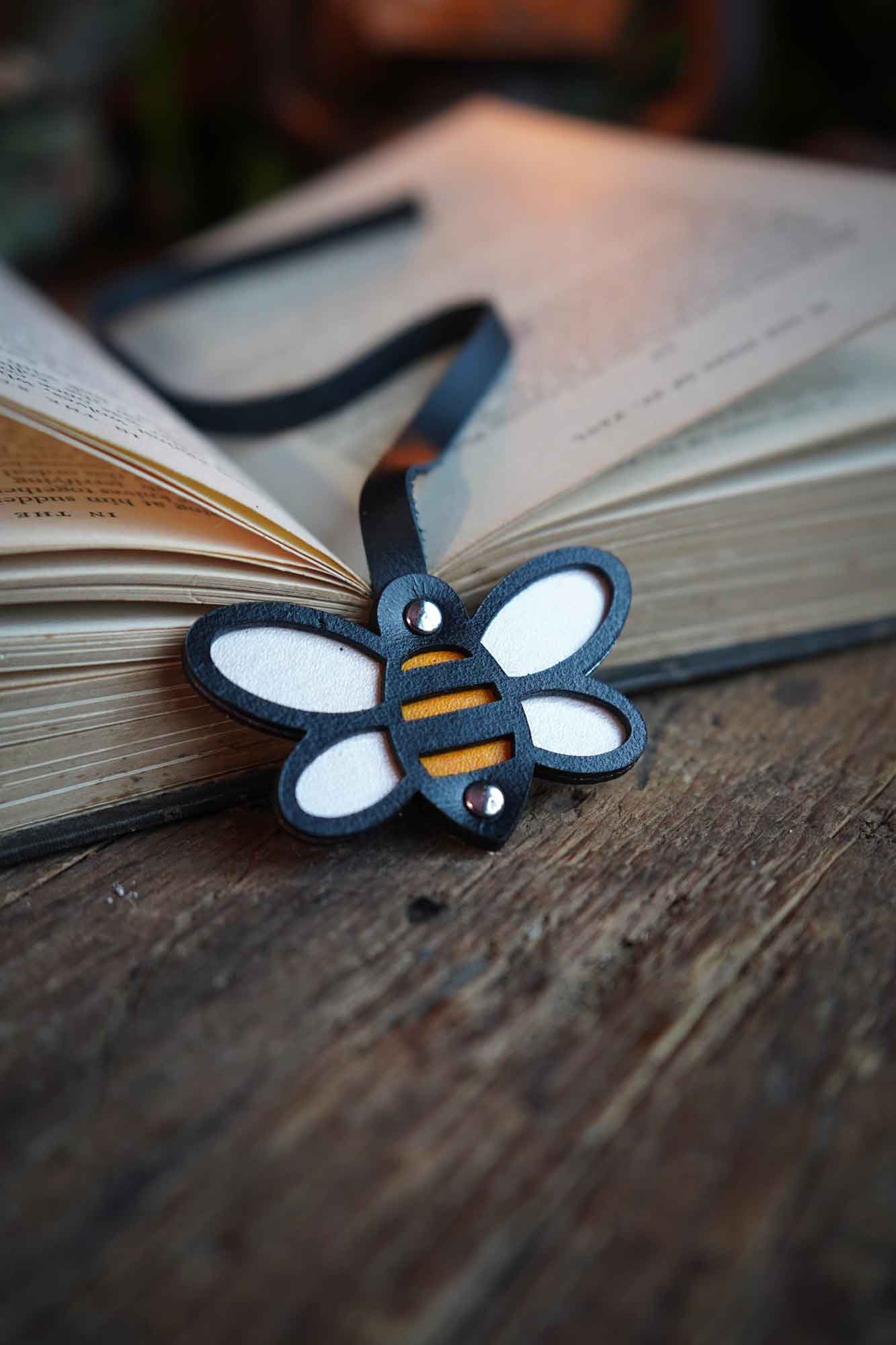 Bee Bookmark - Recycled Leather - Handmade In Canada – Hammerthreads