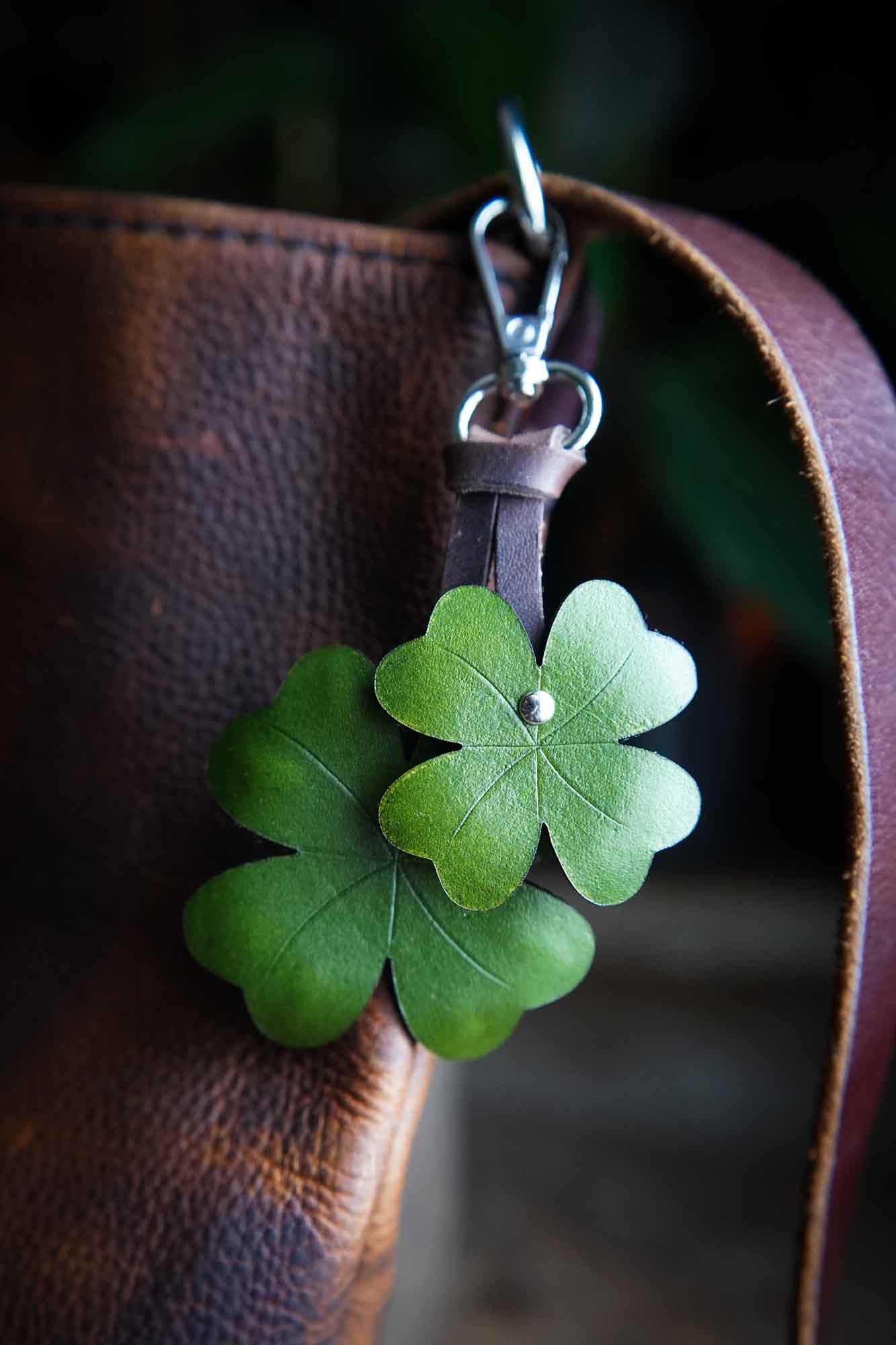 Four Leaf Clover Leather Bag Charm or Keychain - Made In Canada ...