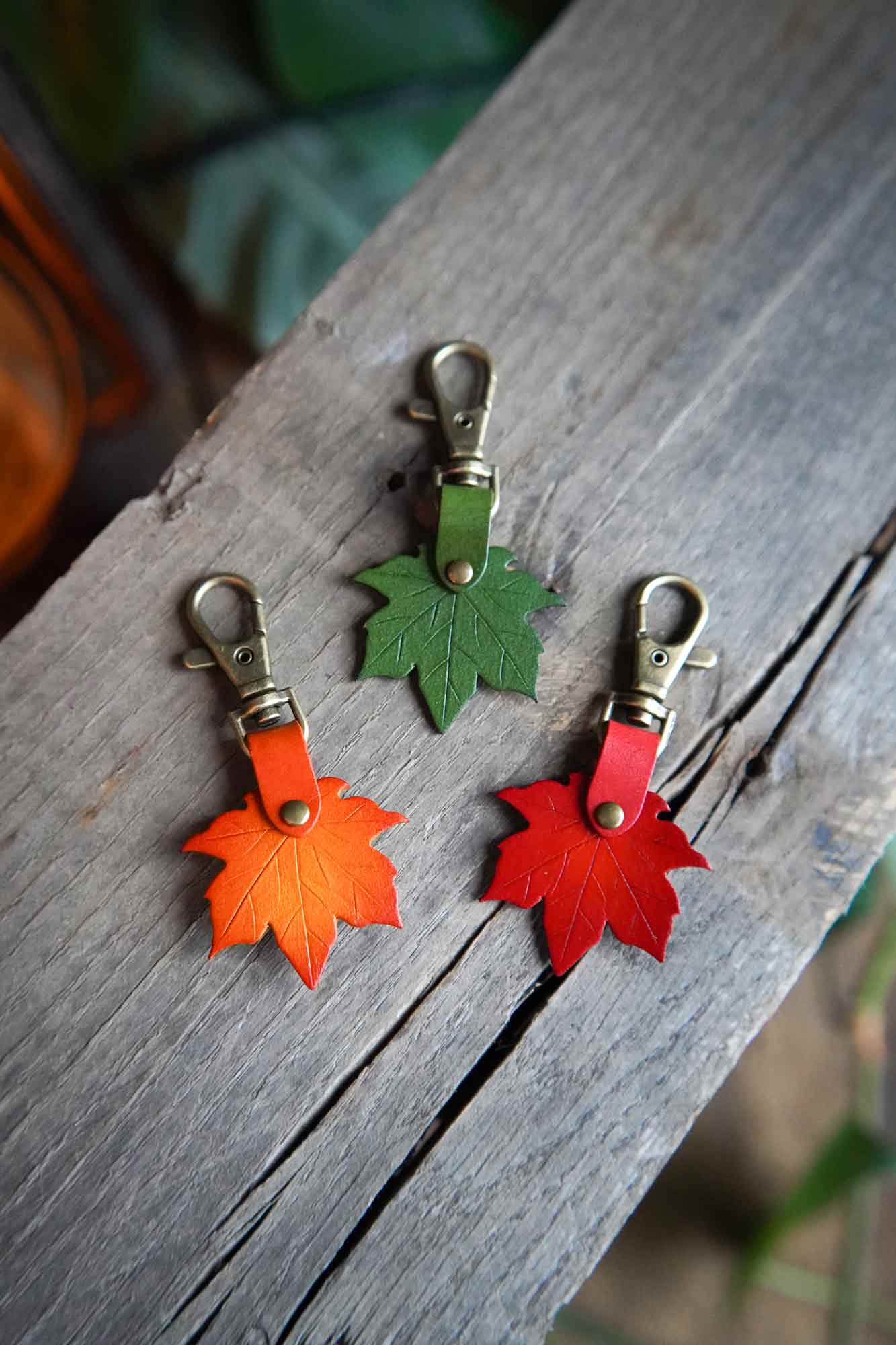 Maple Leaf Leather Bag Charm - Made In Canada - Hammerthreads