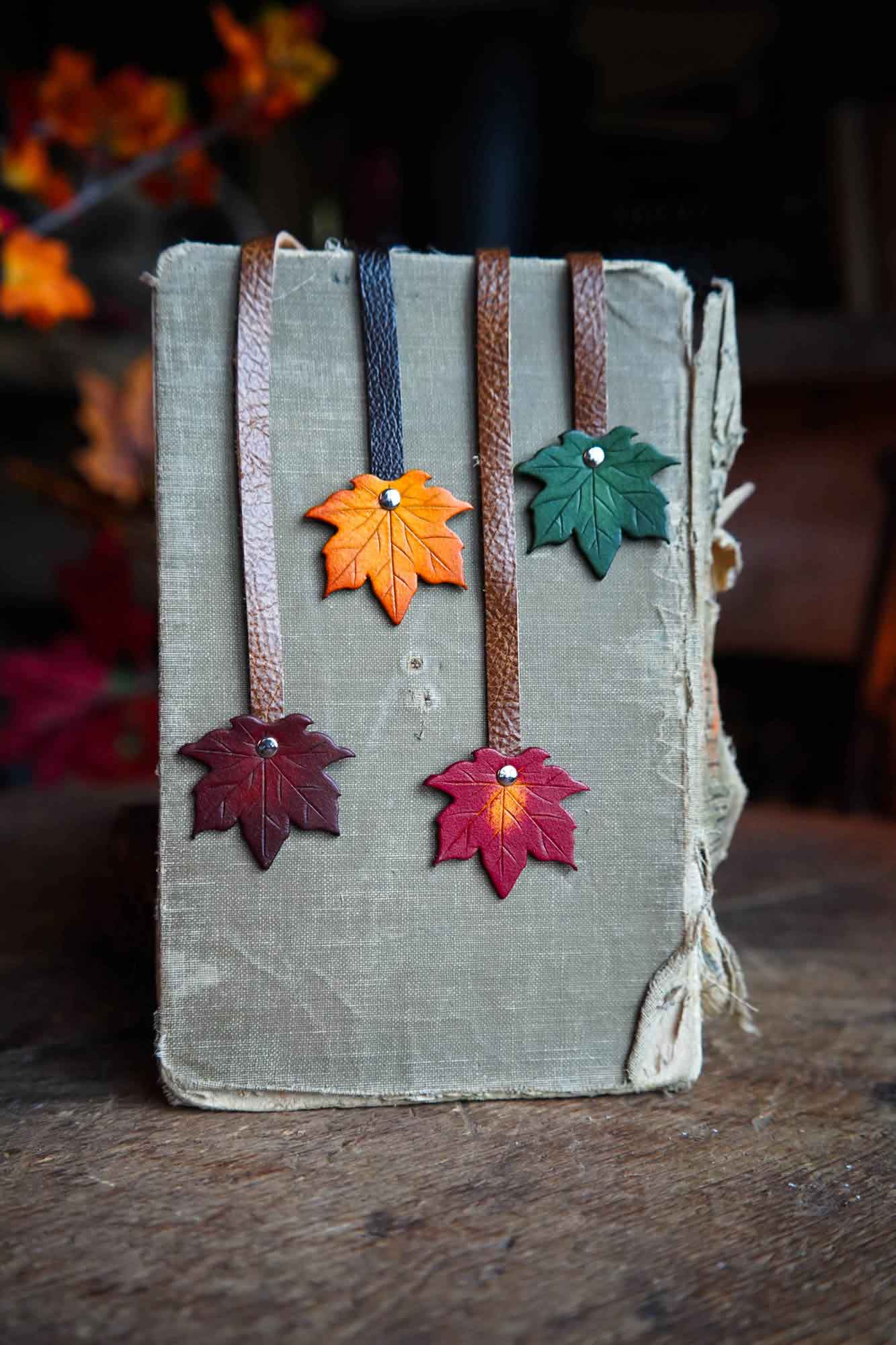 Maple Leaf Bookmark - Recycled Leather Bookmarks - Hammerthreads