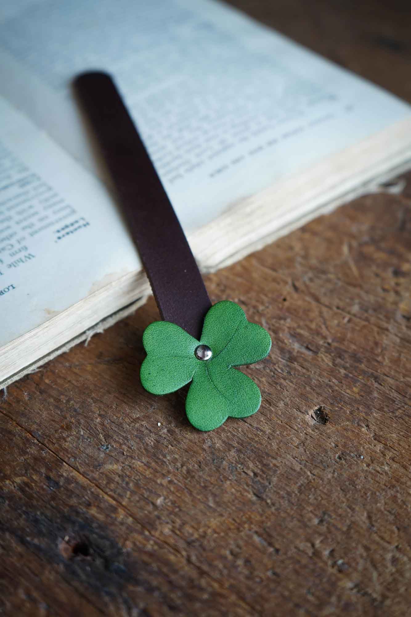 Personalized Leather Shamrock Bookmark - Made In Canada - Hammerthreads