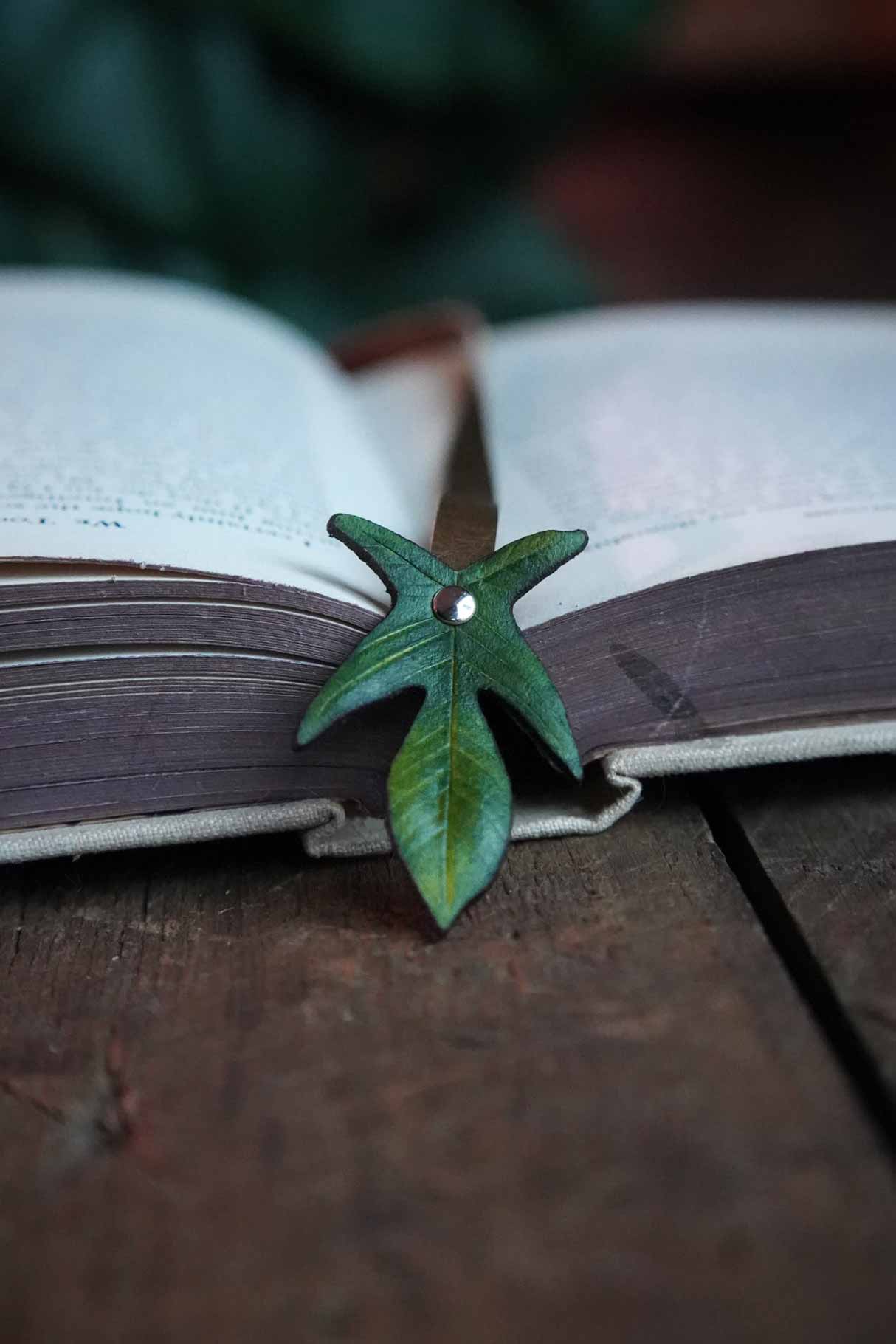 Philodendron Florida Green Leaf Bookmark - Recycled Leather – Hammerthreads