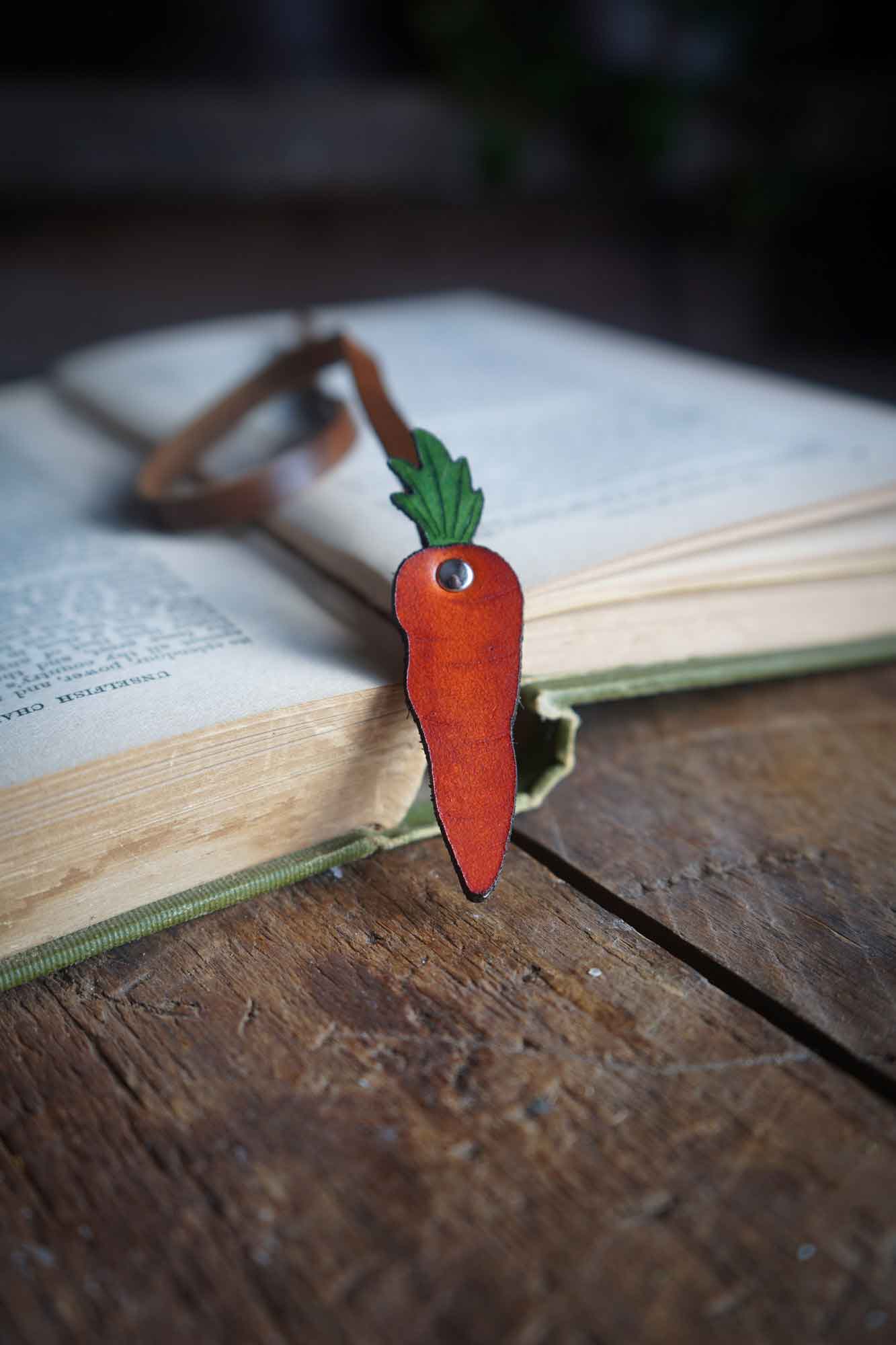 Carrot Bookmark - Recycled Leather - Handmade In Canada – Hammerthreads